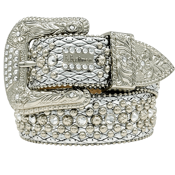bb Simon Swarovski Crystals Italian Leather Belts Made in USA