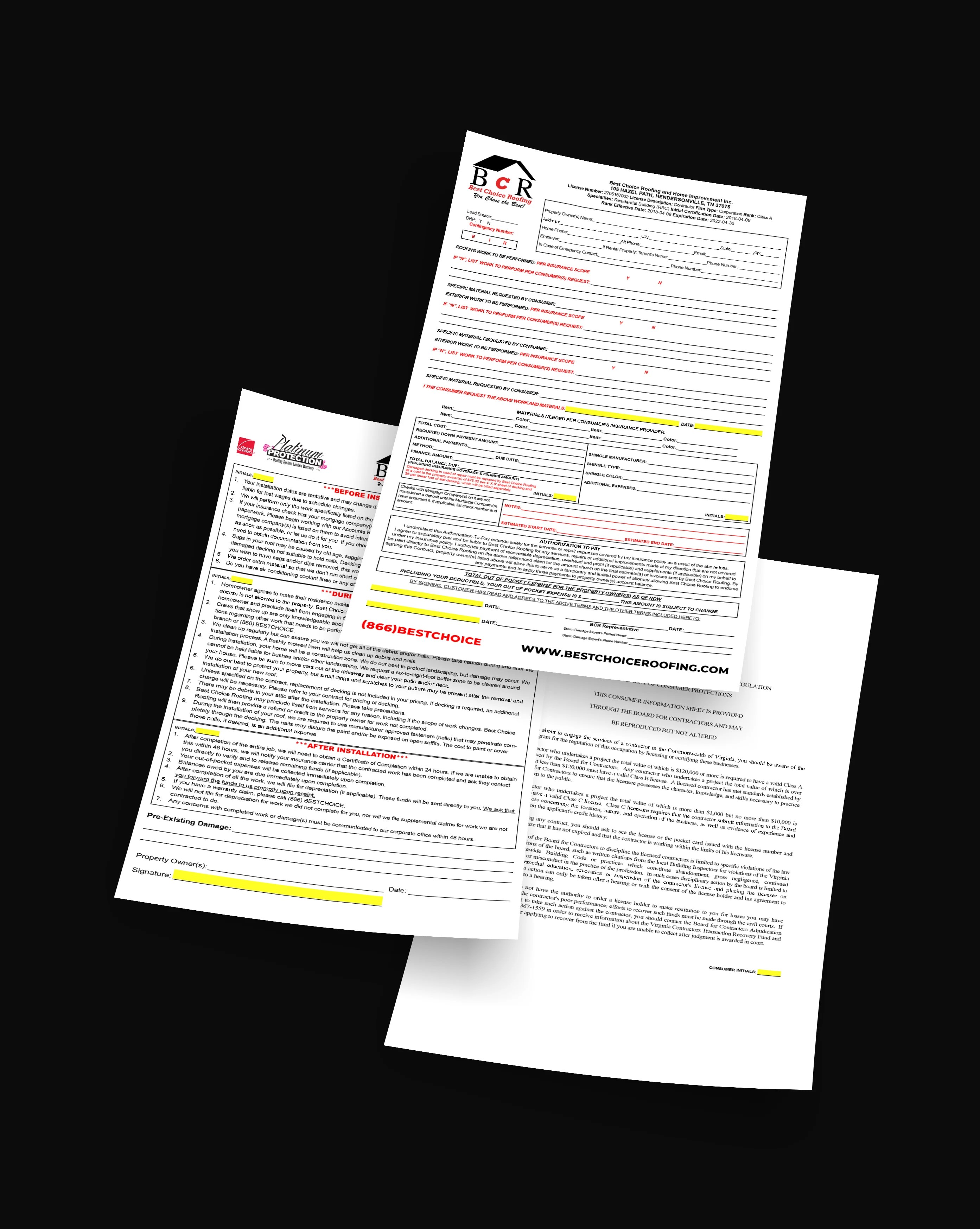 Virginia Corporate Contract Packets Best Choice Roofing