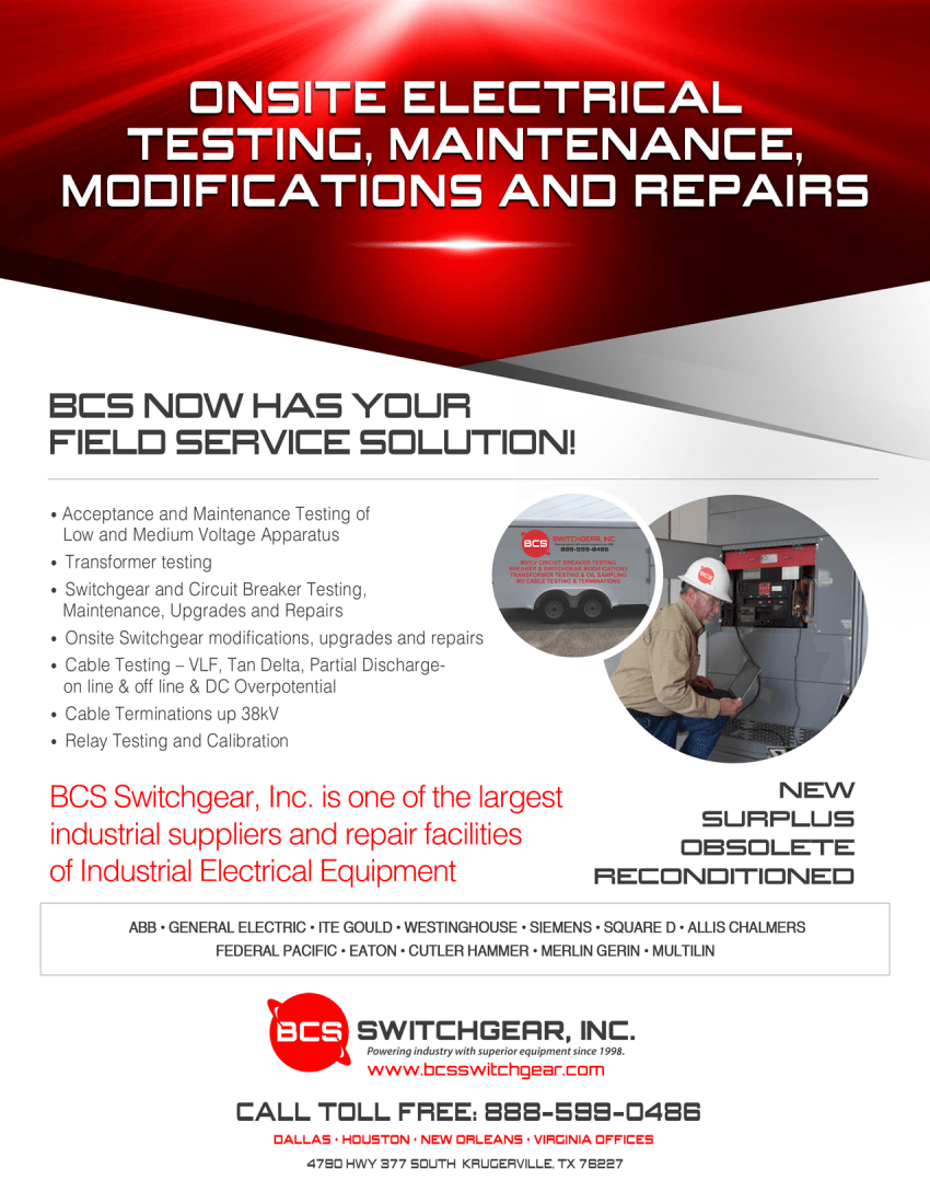 Switchgear Acceptance Testing - BCS Switchgear Repair, Reconditioning ...
