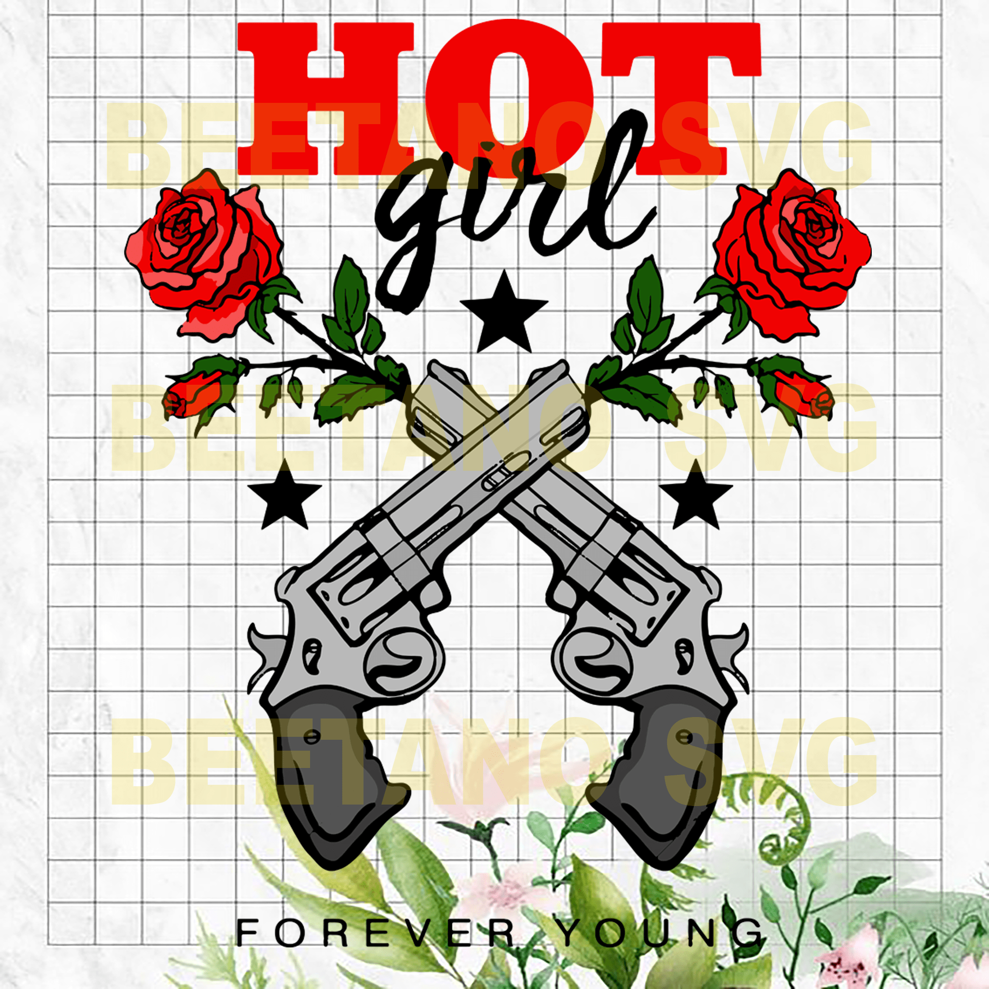 Hot Girl Guns Svg, Gun Svg, Gun Clipart, Gun Vector, Guns Rose Hot Girl ...