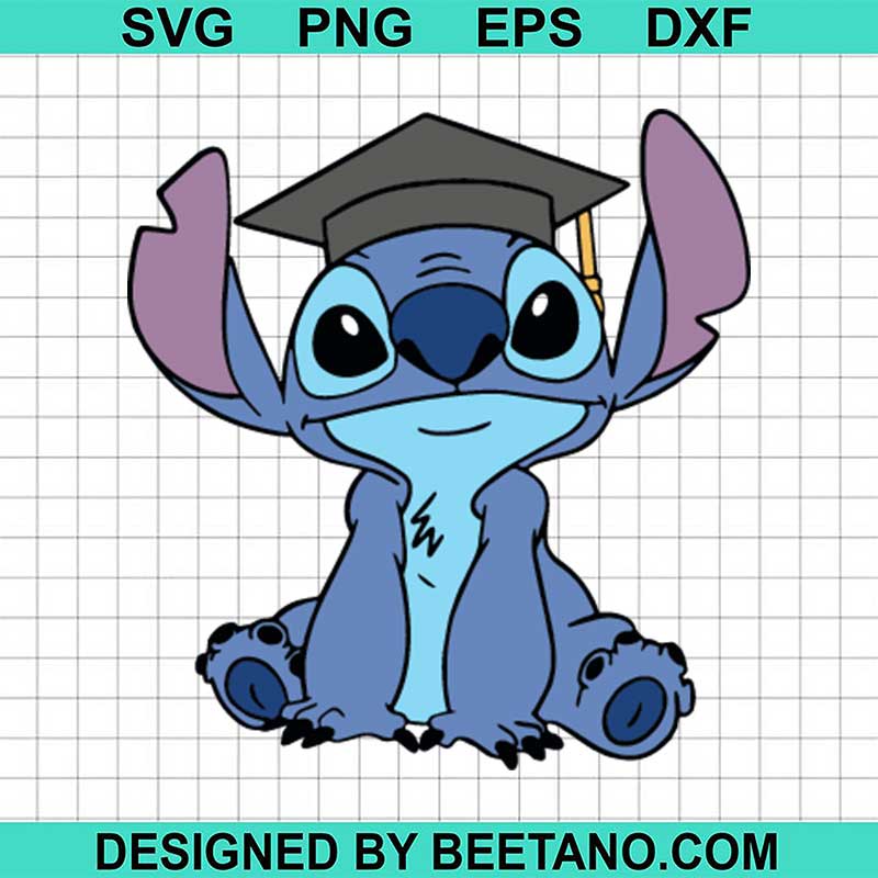 Stitch Graduation SVG, Stitch Wearing Grad Cap SVG, Disney Stitch SVG