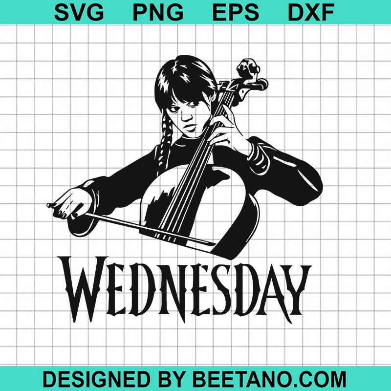 Wednesday Addams Playing Cello SVG, Wednesday Addams SVG, Addams Family SVG