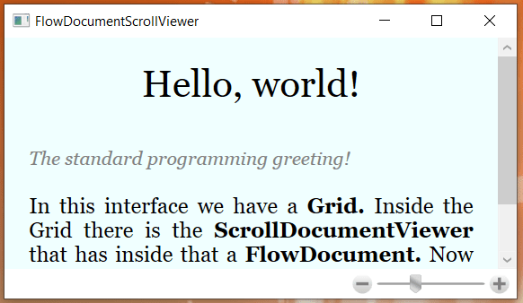 WPF FlowDocumentScrollViewer Control - BeginCodingNow.com WPF FlowDocumentScrollViewer Control - BeginCodingNow.com