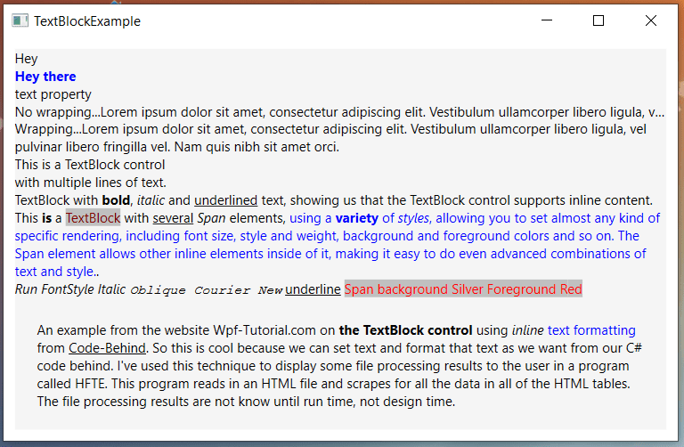 WPF TextBlock Control - BeginCodingNow.com