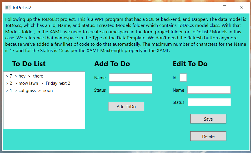 WPF ToDo Version 2 - BeginCodingNow.com