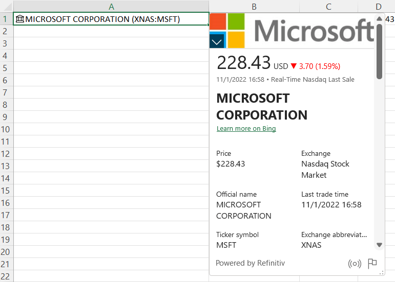 Excel's New Data Types - BeginCodingNow.com