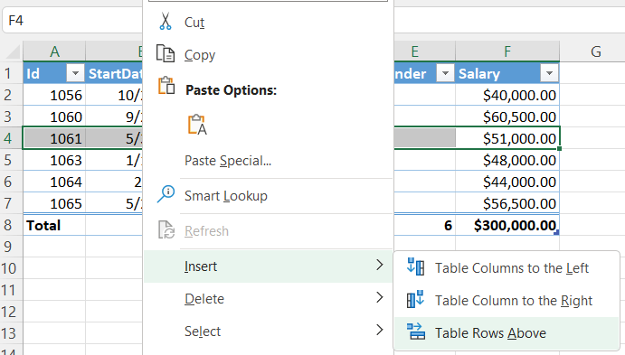 Excel Add Or Remove Table Rows And Columns