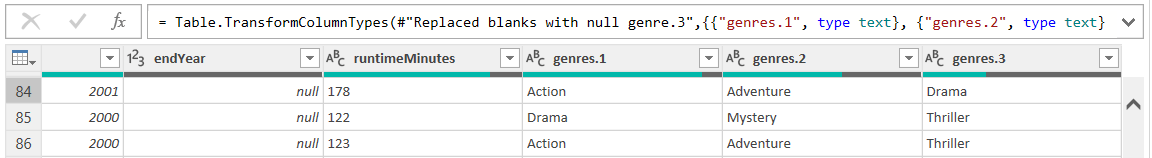 IMDB Repeating Genre Values - BeginCodingNow.com