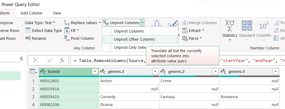 IMDB Repeating Genre Values - BeginCodingNow.com