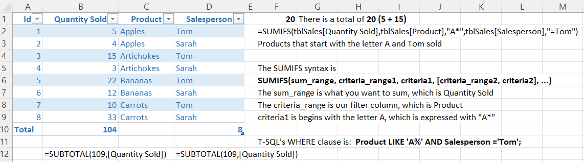 Excel SUMIFS Function - BeginCodingNow.com