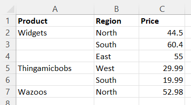 Excel Power Query Fill Down - BeginCodingNow.com