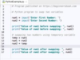 Python Program To Swap Two Numbers