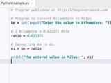 Python Program To Convert Kilometers Km To Miles Mi