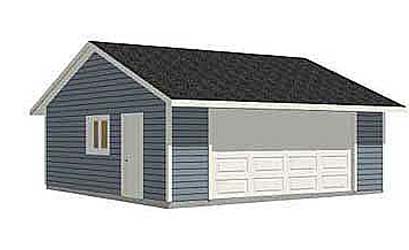 2 Car Basic Garage Plan Reverse Gable 576-4 - 24' x 24' by Behm Design