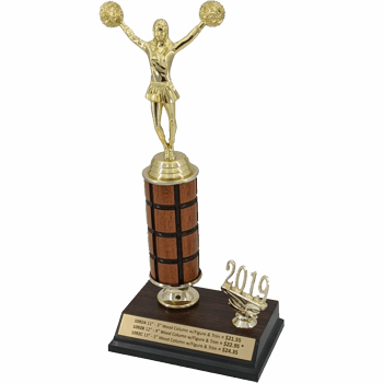 Wood Column Trophy with Single Trim - Benchmark | Awards Apparel Design