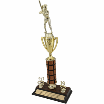 Wood Column Trophy with Two Trims - Benchmark | Awards Apparel Design