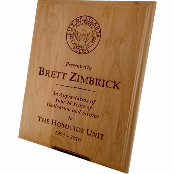 Red Alder Laser Plaque engraved into wood - Benchmark | Awards Apparel ...