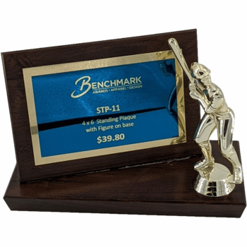 Walnut Finish Standing Plaque w/ Figure - Benchmark | Awards Apparel Design