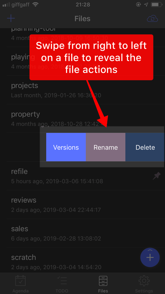 Managing Files Beorg