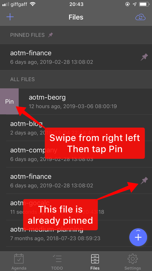 Quick Access To Files Beorg