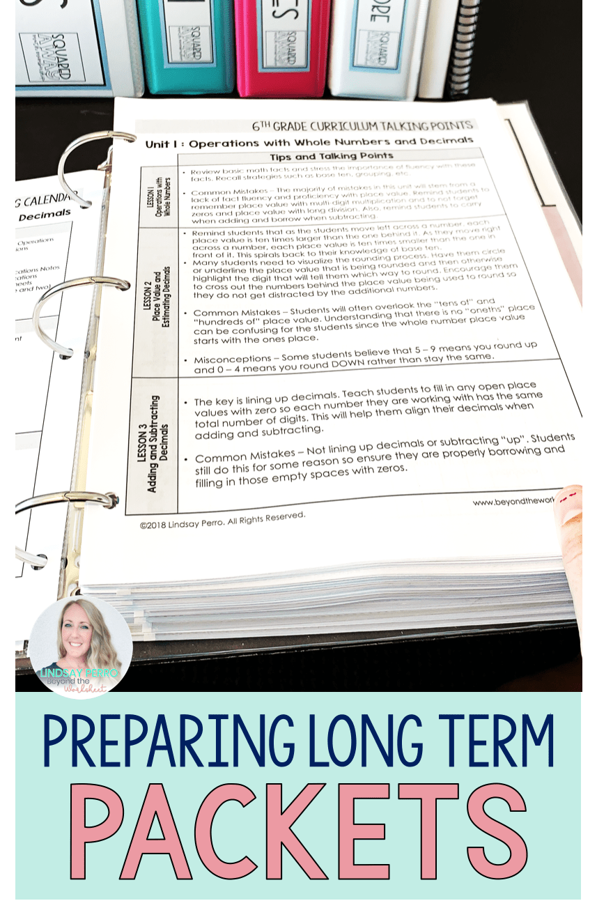 Preparing Long Term Packets - Beyond the Worksheet with Lindsay Gould