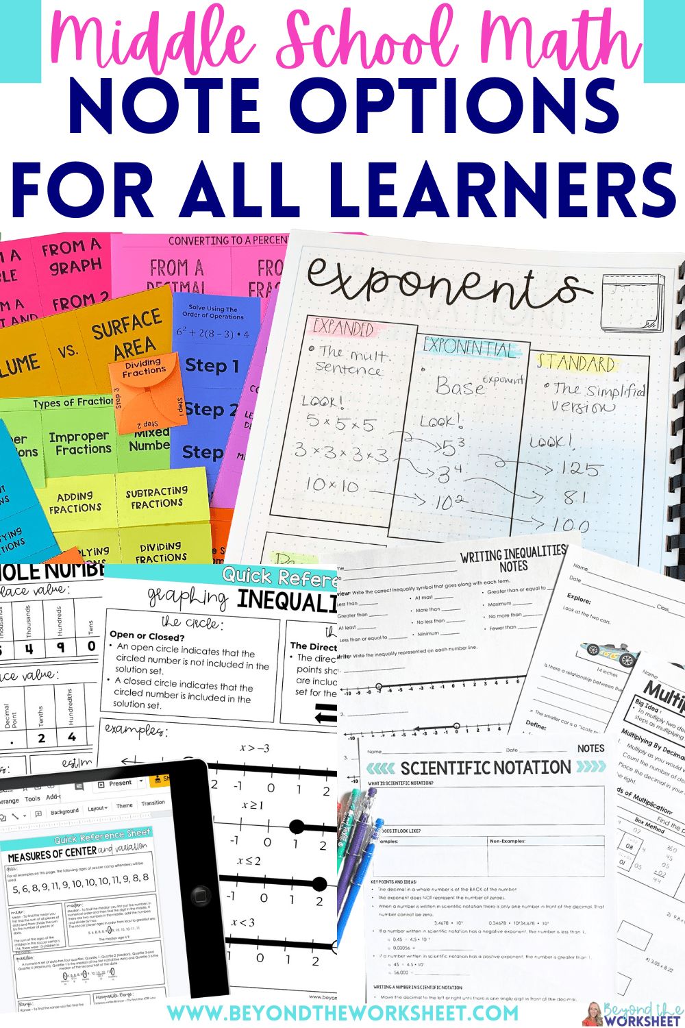 5 Middle School Math Note-Taking Options
