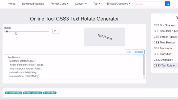 Online Tool Css3 Text Rotate Generator Bfotool