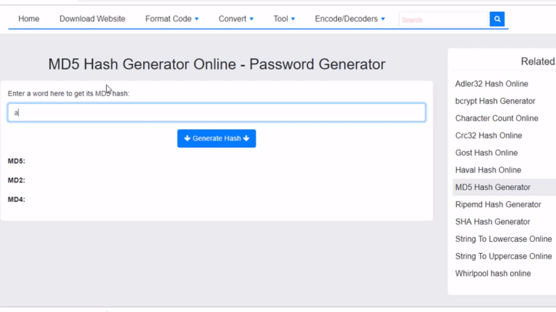Md5 Hash Generator Online Password Generator Bfo Tool