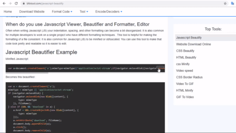 Javascript Beautify Tool Free Online Javascript Formatter And
