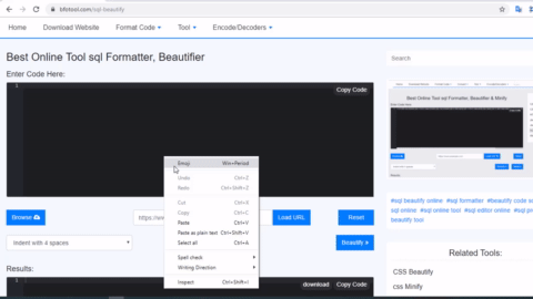 Free Online Tool Sql Formatter Beautifier Bfo Tool