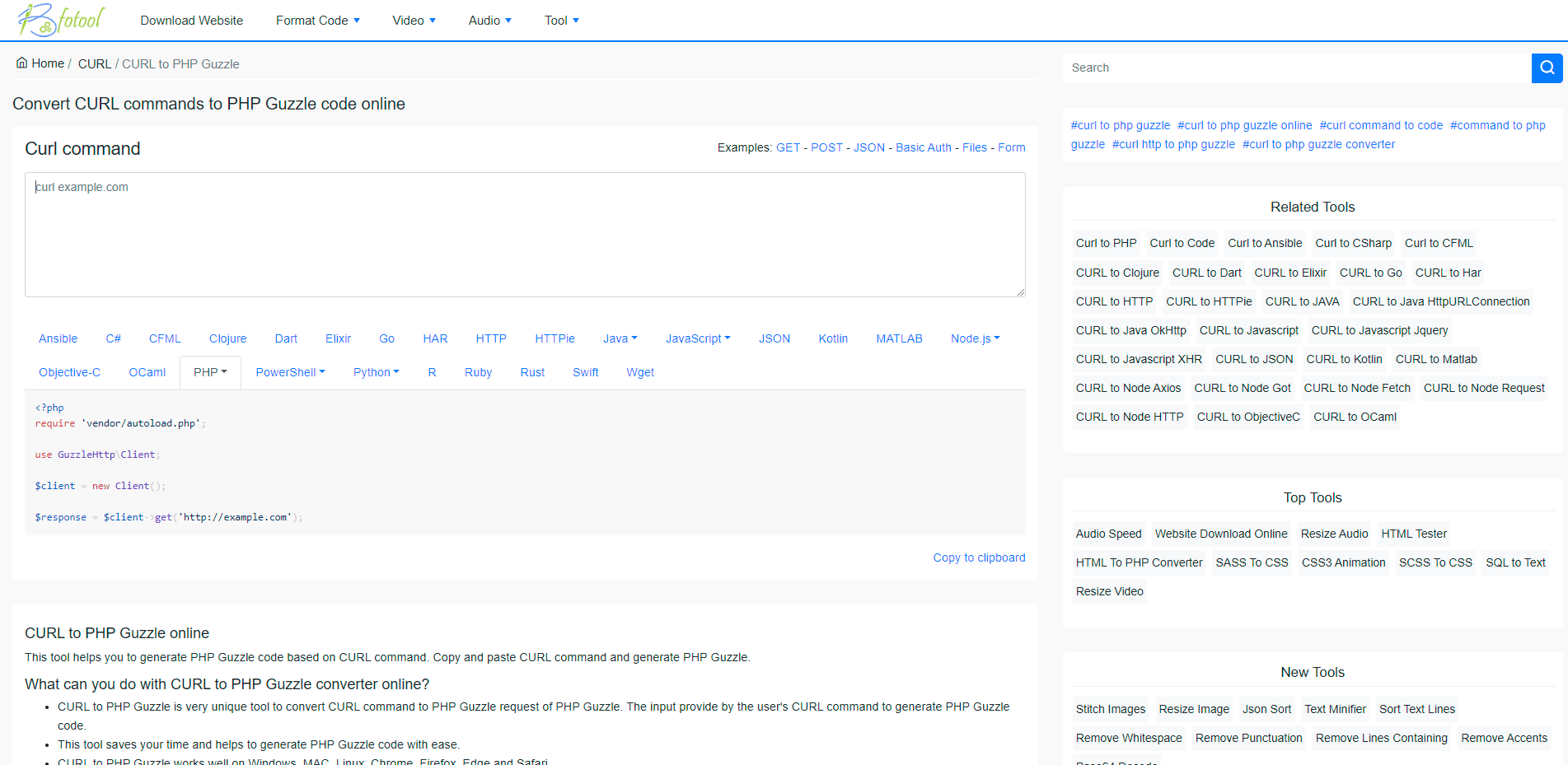 Convert Curl Commands To Php Guzzle Code Online Bfotool