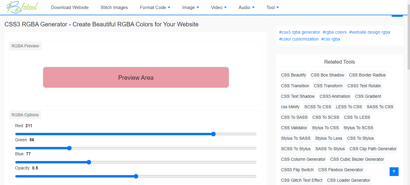 Css3 Rgba Generator Create Beautiful Rgba Colors For Your Website