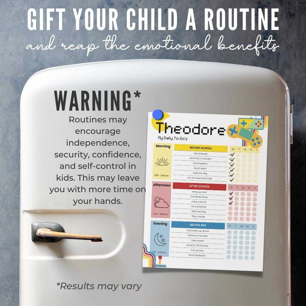 Gamer Editable Daily Routine Checklist Birchmark Designs