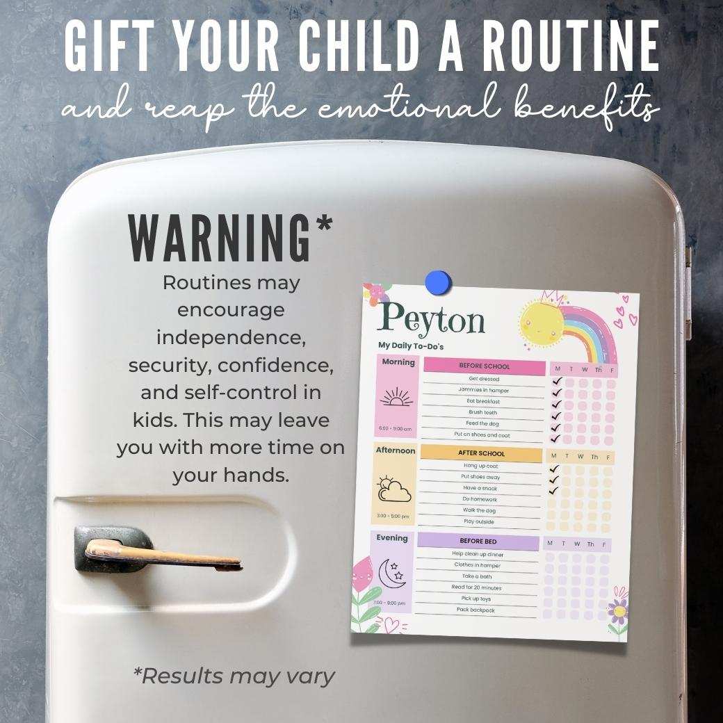 Rainbow Editable Daily Routine Checklist Birchmark Designs