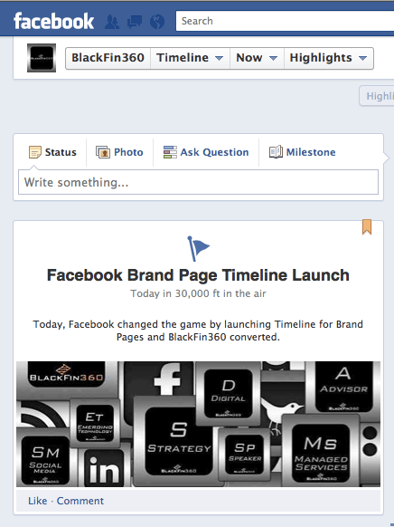 Example Facebook Page Timeline