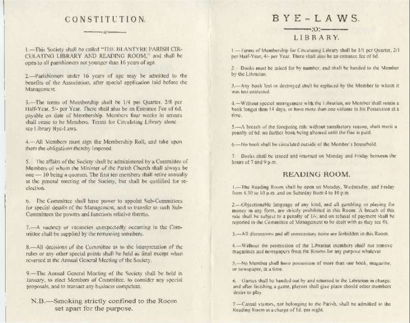 The Circulating Library - Blantyre Project - Official History, Lanarkshire