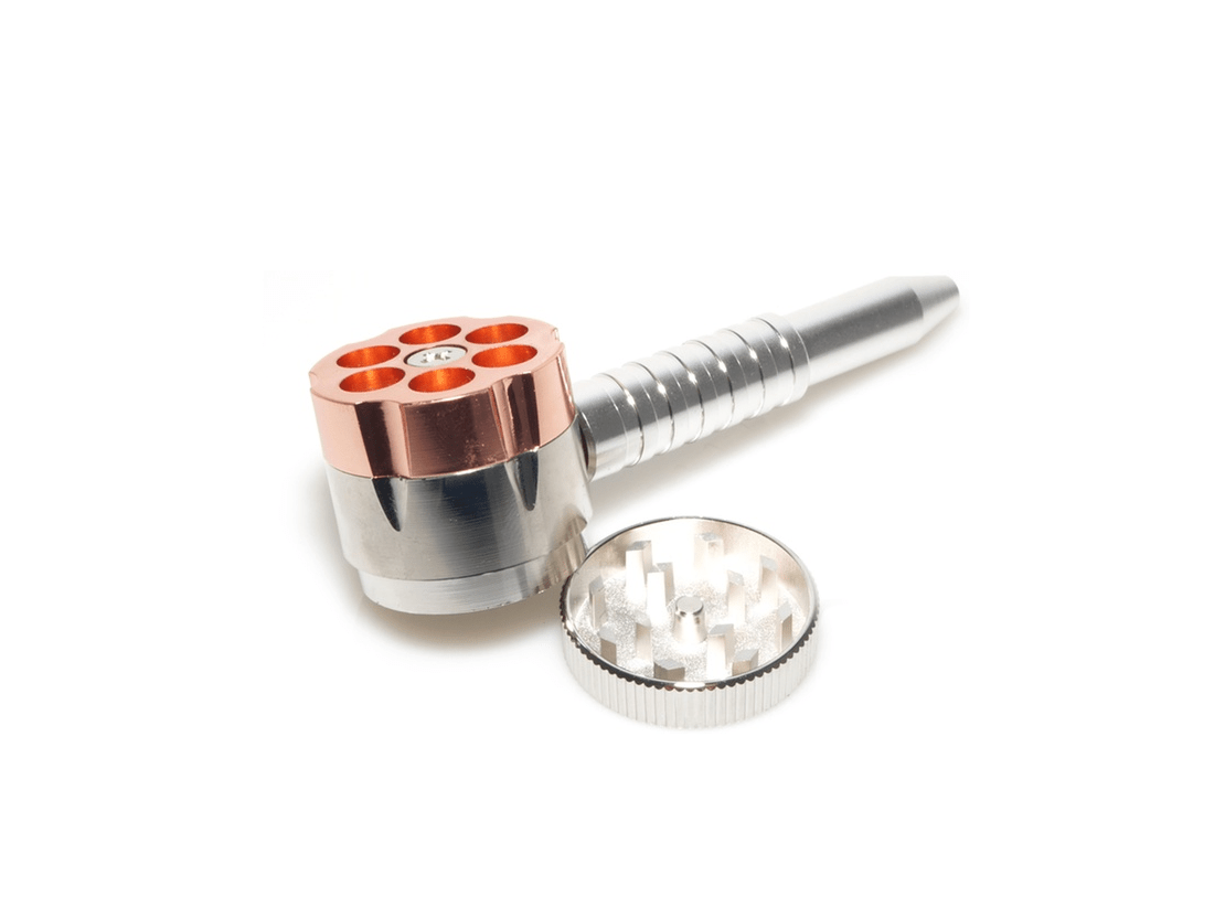 2-in-1 Six Shooter Pipe with Grinder 12cm - Bleiz Headshop