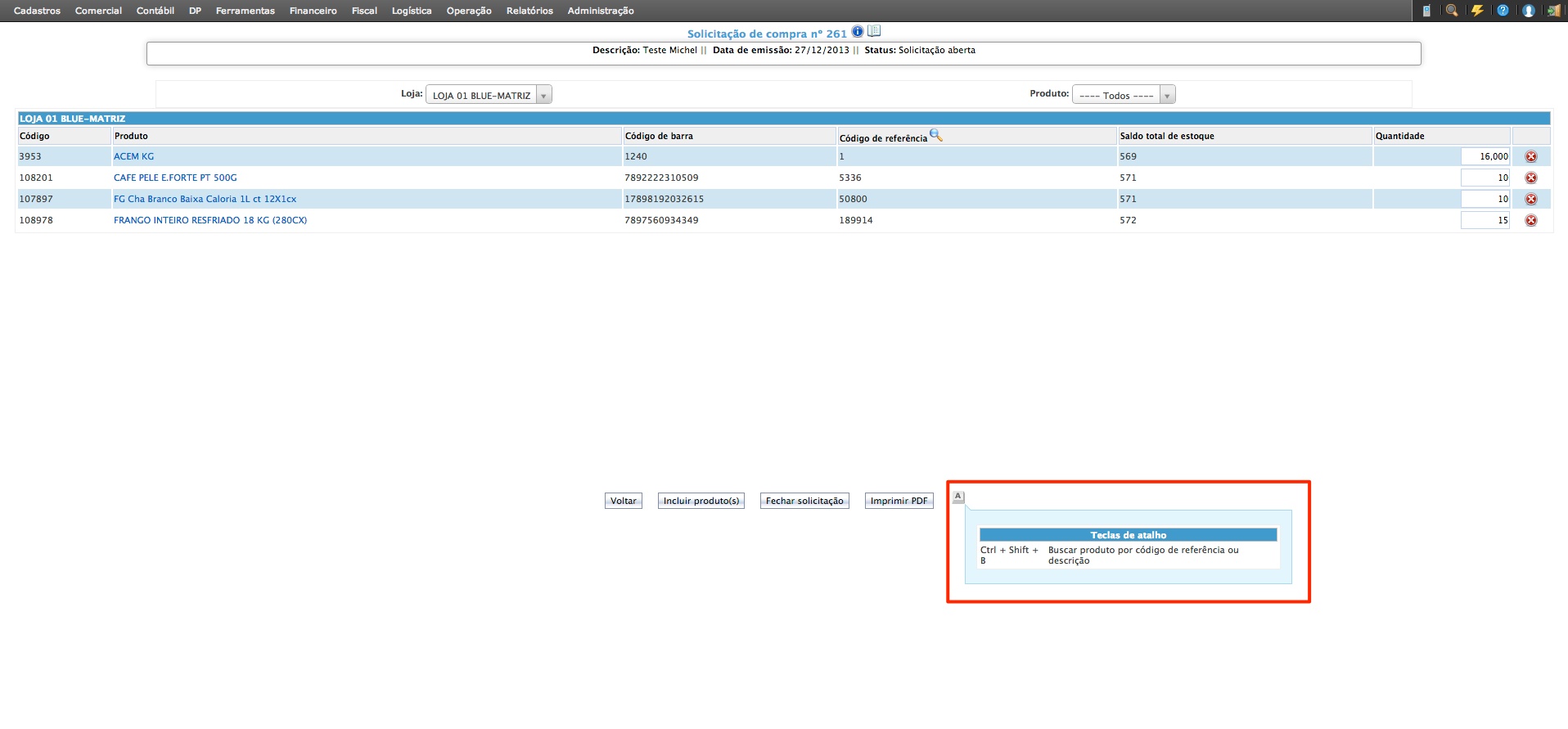 Solicitação de Compra: Buscar por Código de Referência ou Descrição do ...