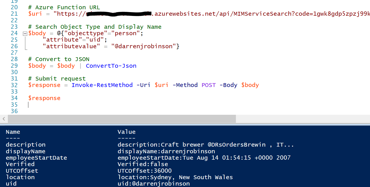 Using Azure Functions With The Lithnet Miis Automation Powershell Module To Query Your Microsoft