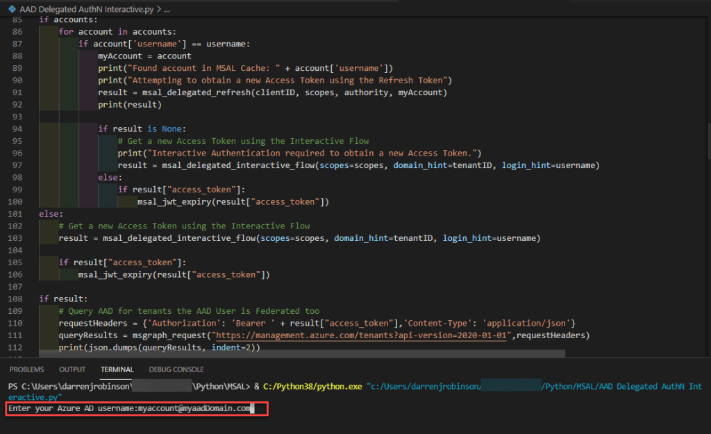 Interactive Authentication to Microsoft Graph using MSAL with Python and Delegated Permissions ...