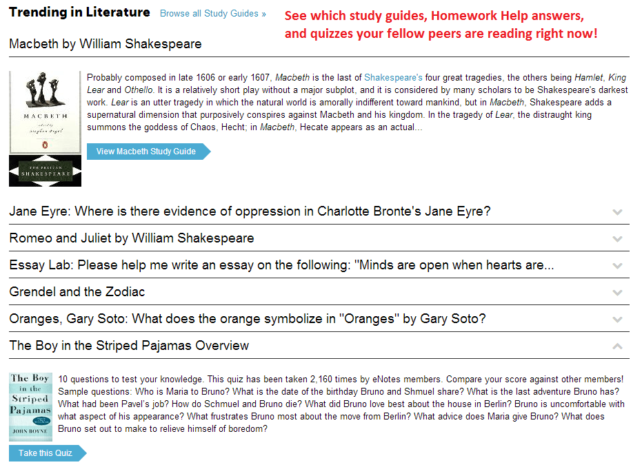 Why We Love the New eNotes Study Guide Pages - eNotes Literary Journal