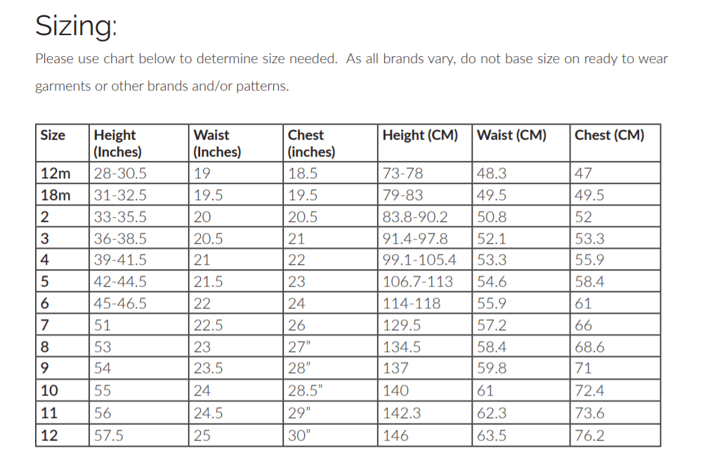 sizechart - Makerist