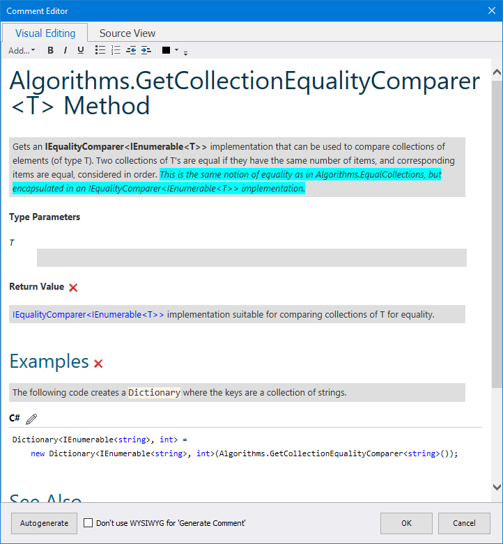 GhostDoc Pro Beta brings true Visual Editing to XML Comments - Software Quality Blog - SubMain ...
