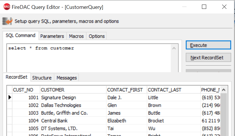 05 – FireDAC Query Editor – CustomerQuery | Embarcadero RAD Studio, Delphi, & C++Builder Blogs