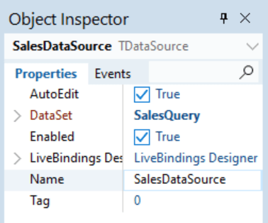 12 – Object Inspector – SalesDataSource | Embarcadero RAD Studio, Delphi, & C++Builder Blogs