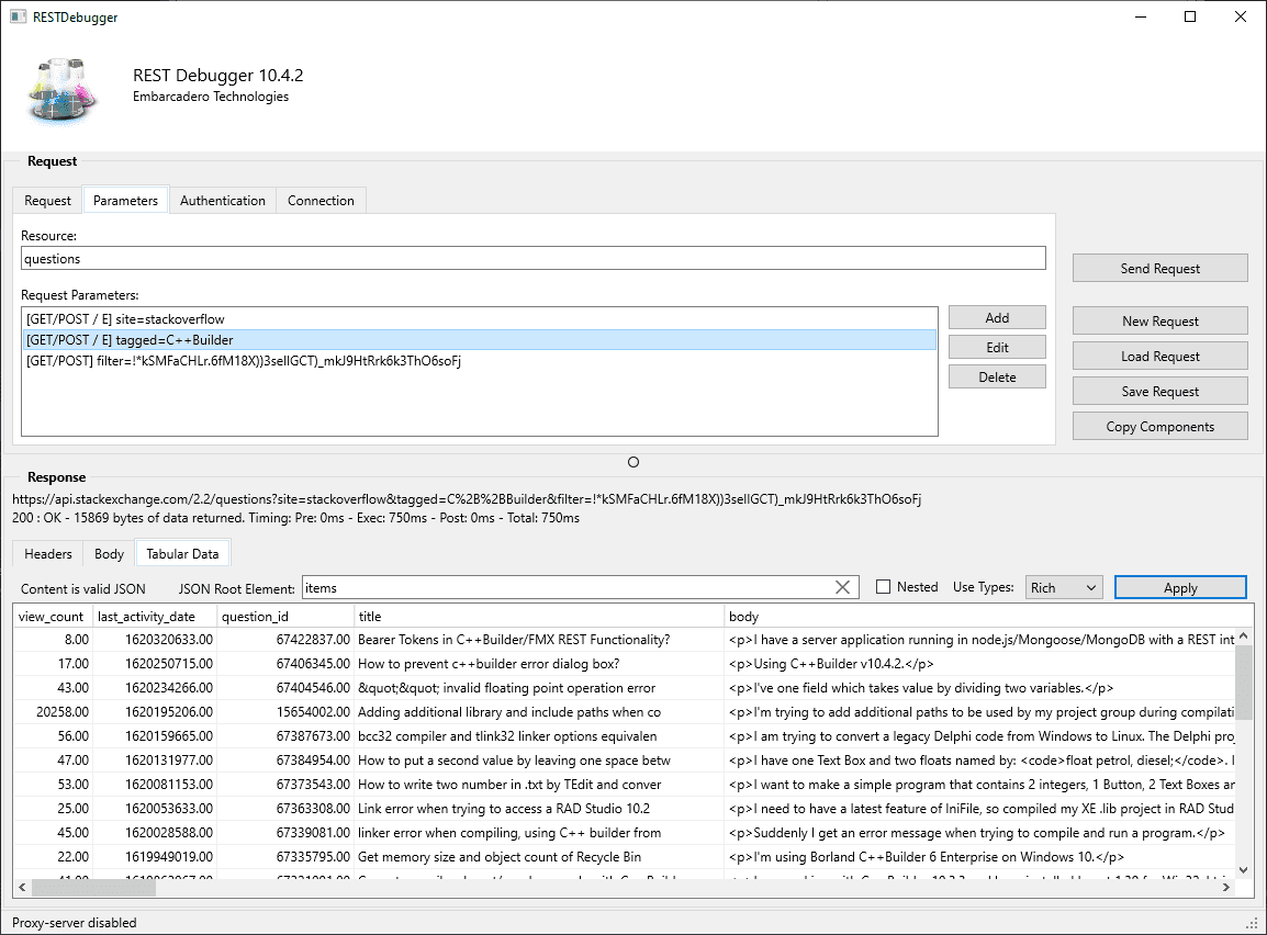 Stack_Overflow_RESTDebugger11 | Embarcadero RAD Studio, Delphi, & C++Builder Blogs