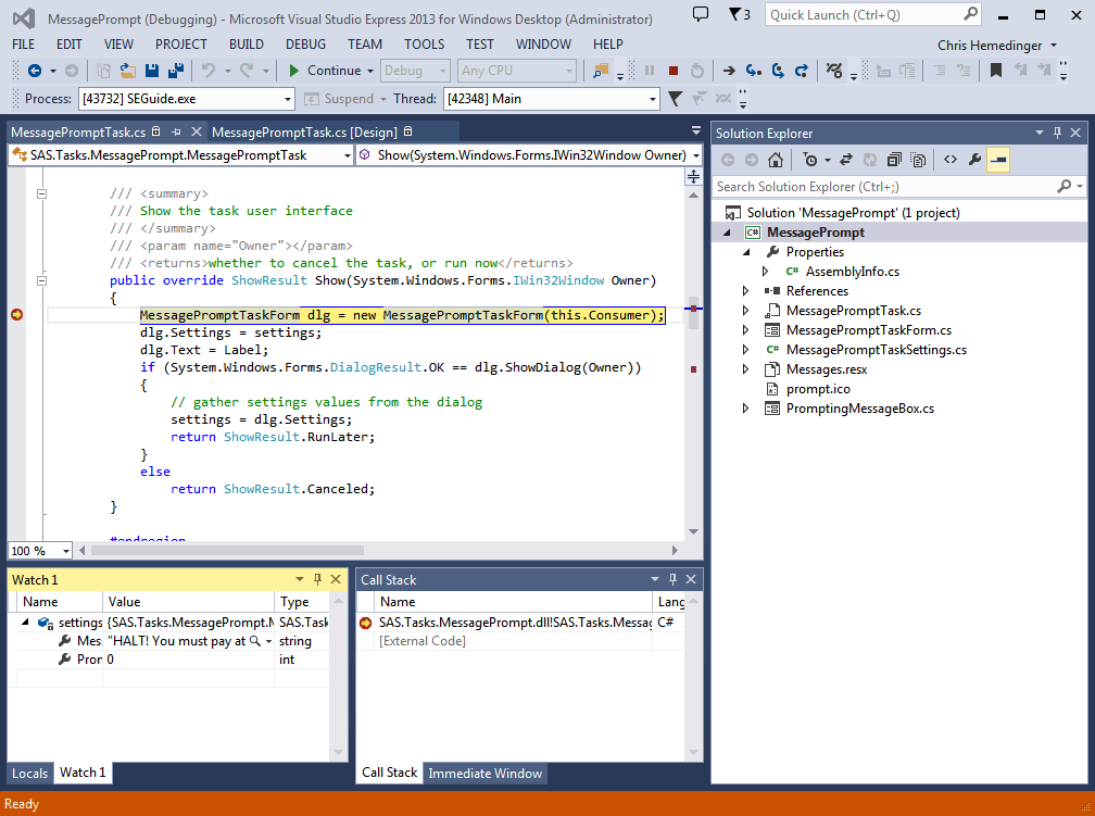 Using Microsoft Visual Studio 2013 Express to debug custom tasks | PROC ...