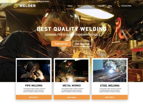 Welding Service WordPress Theme Free Download - Blogwings