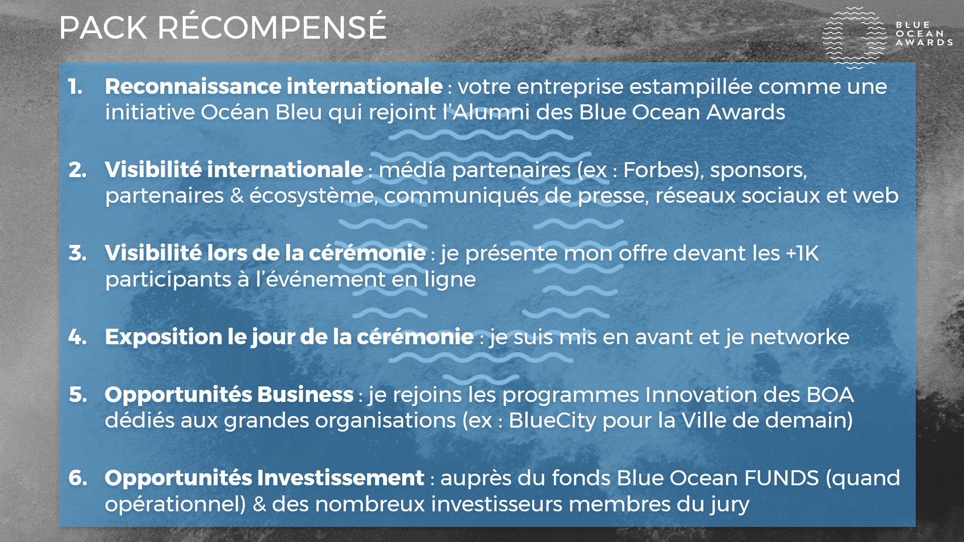 Les Blue Ocean Awards, l'événement - Blue Ocean Awards