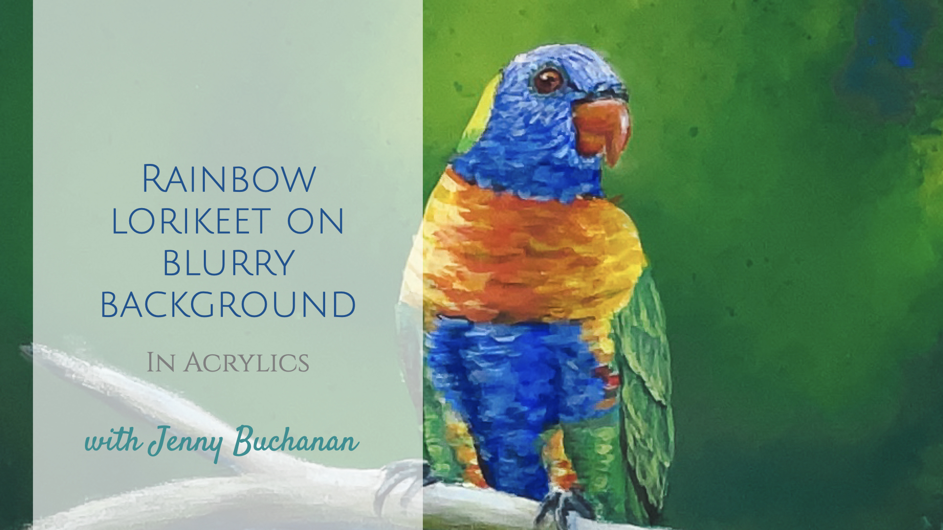 Rainbow Lorikeet on Blurry Background - Blue Beach House Art